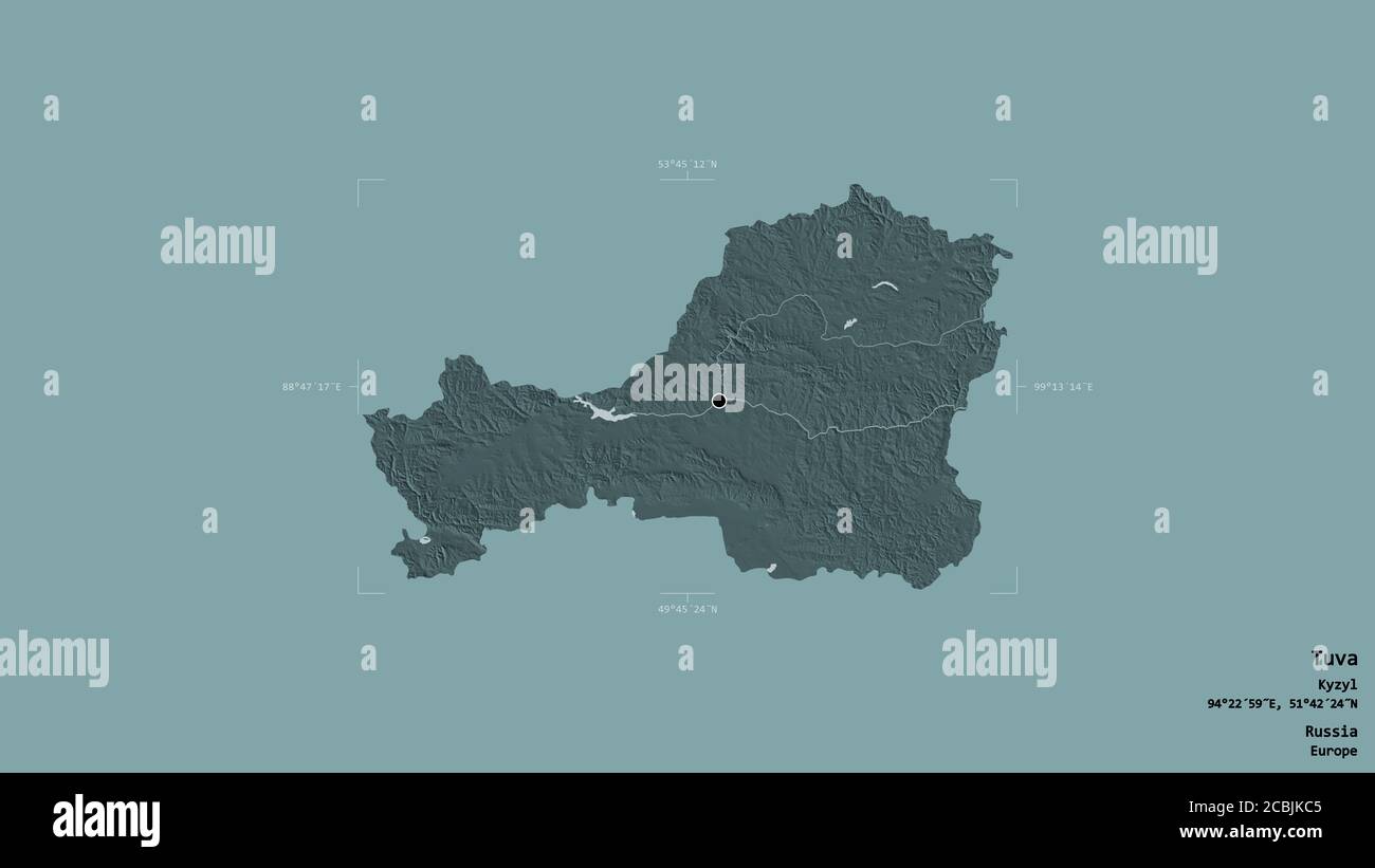 Area of Tuva, republic of Russia, isolated on a solid background in a ...