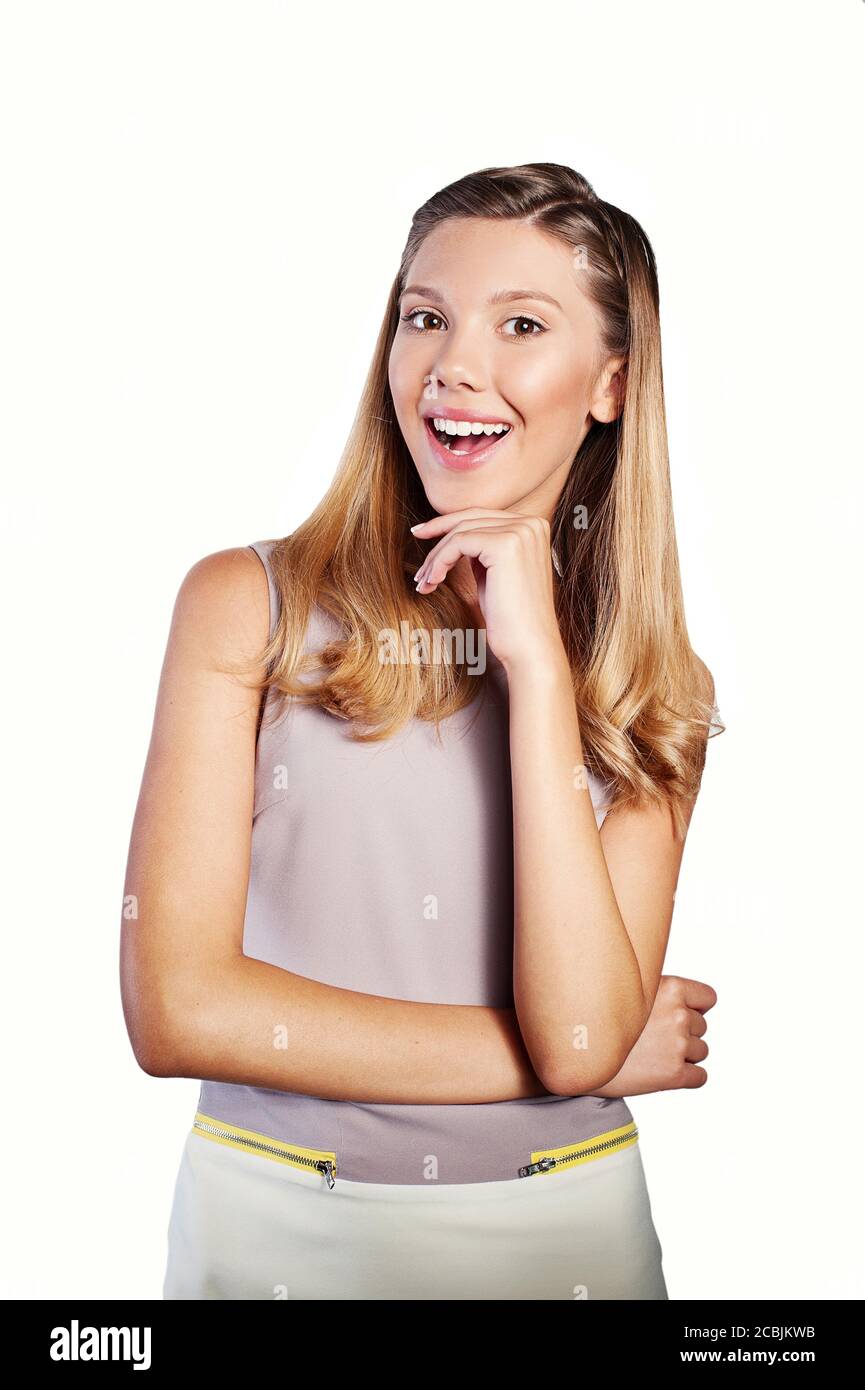 Teenage girl expressing surprise emotion Stock Photo - Alamy