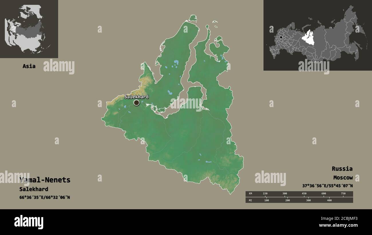 Shape of Yamal-Nenets, autonomous province of Russia, and its capital ...