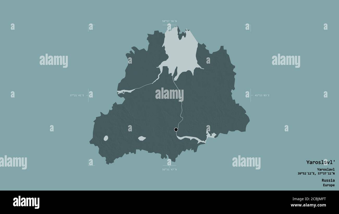 Area of Yaroslavl', region of Russia, isolated on a solid background in ...