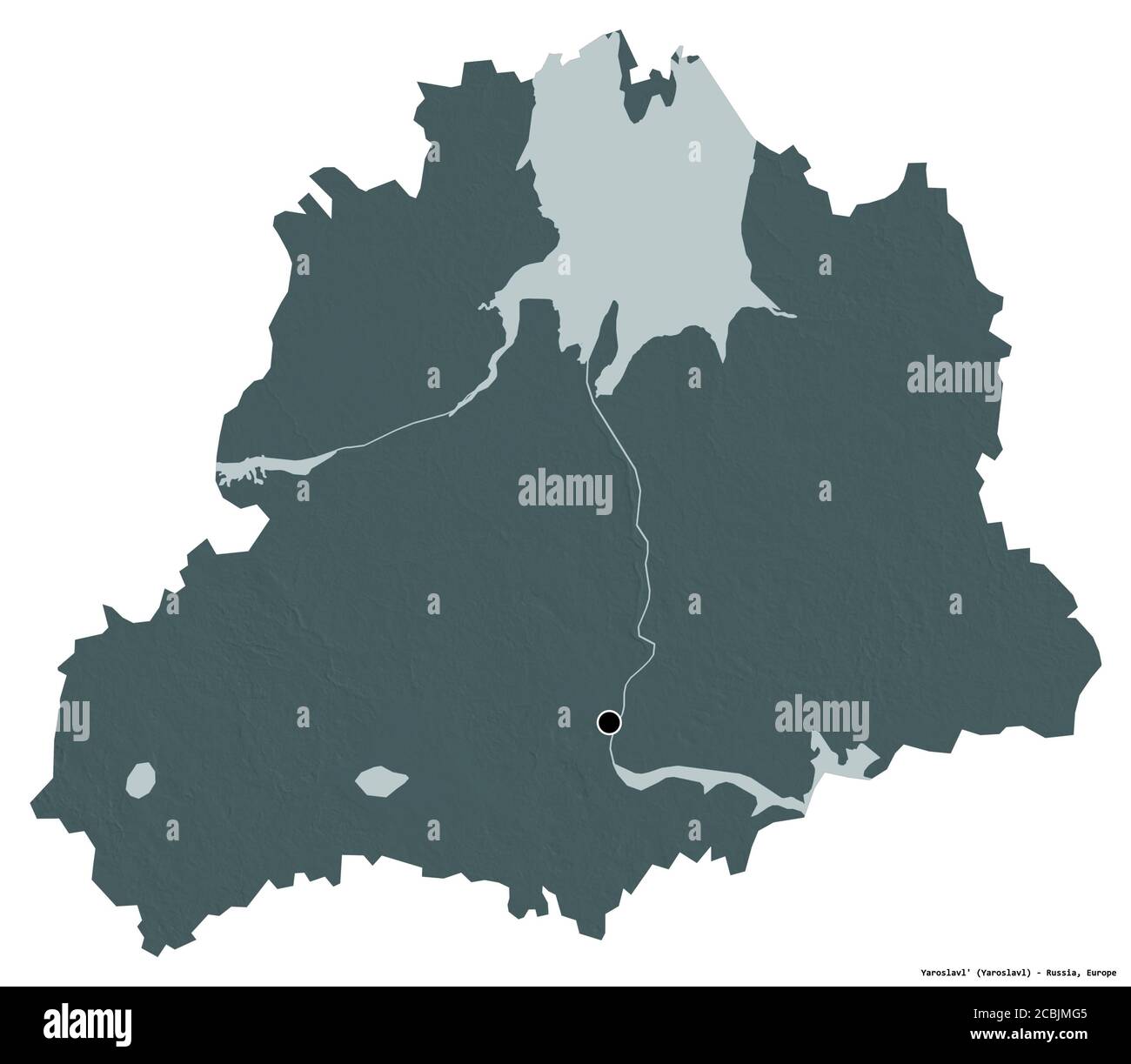 Shape of Yaroslavl', region of Russia, with its capital isolated on ...