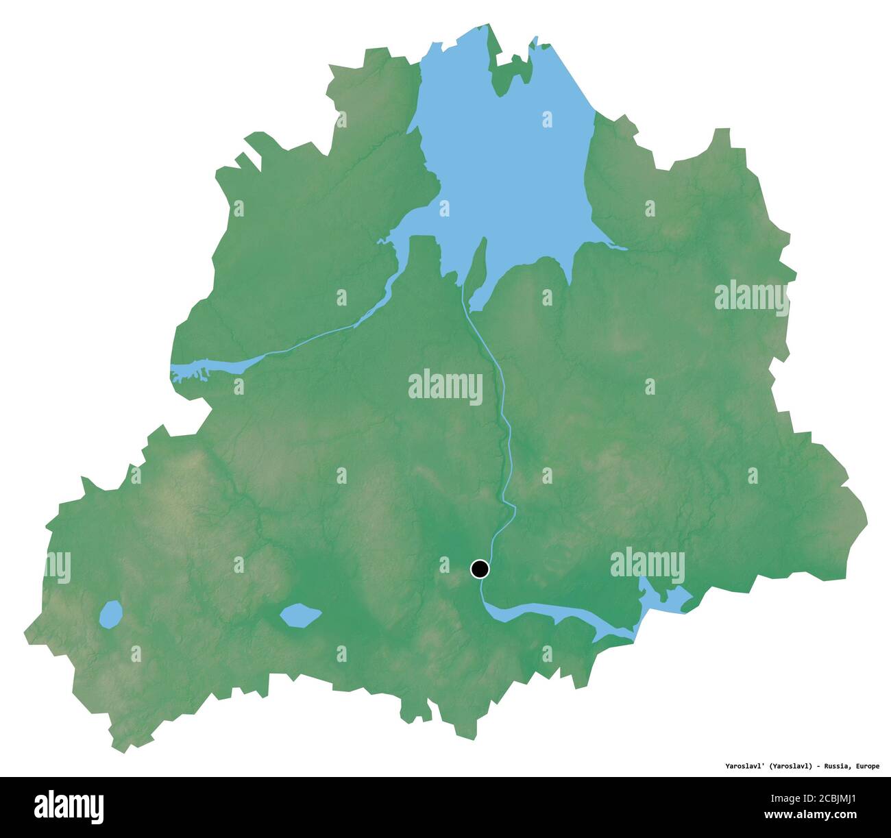 Shape of Yaroslavl', region of Russia, with its capital isolated on ...