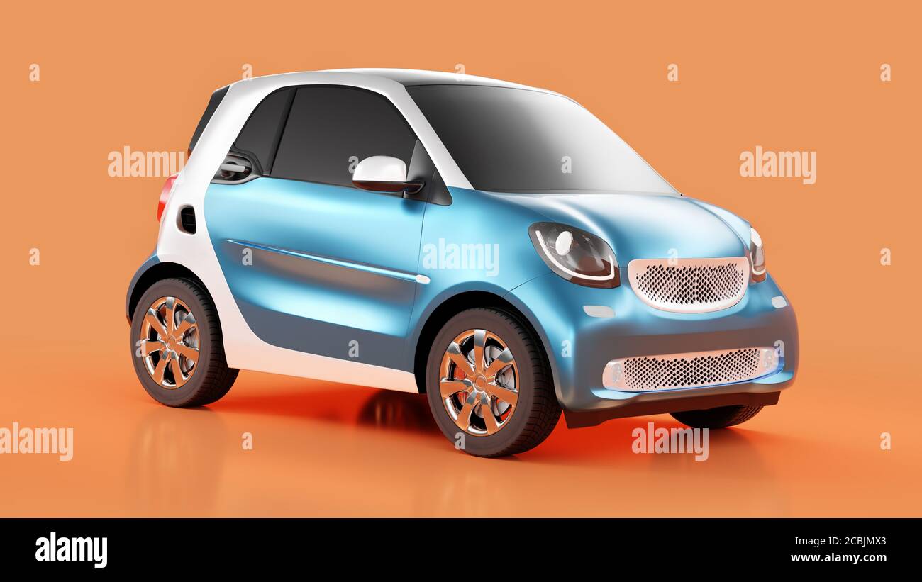 Front view of eco blue concept car on orange background Stock Photo - Alamy