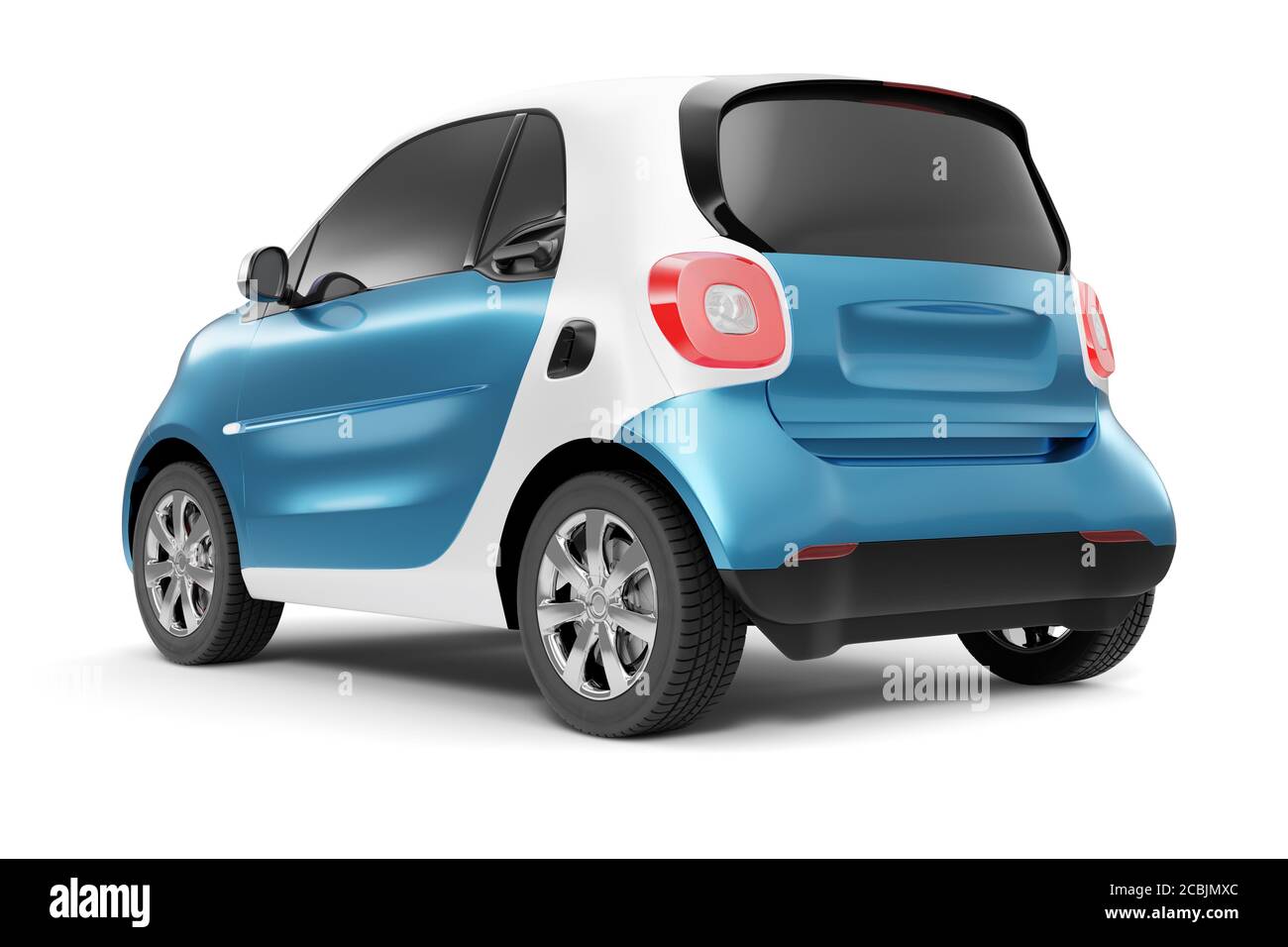 Back view of eco blue concept car on white background Stock Photo - Alamy