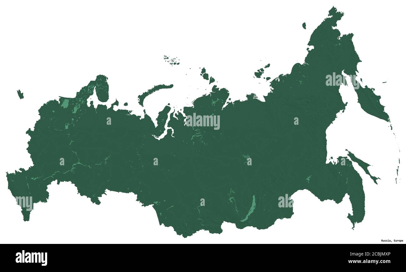 Shape of Russia with its capital isolated on white background. Colored ...