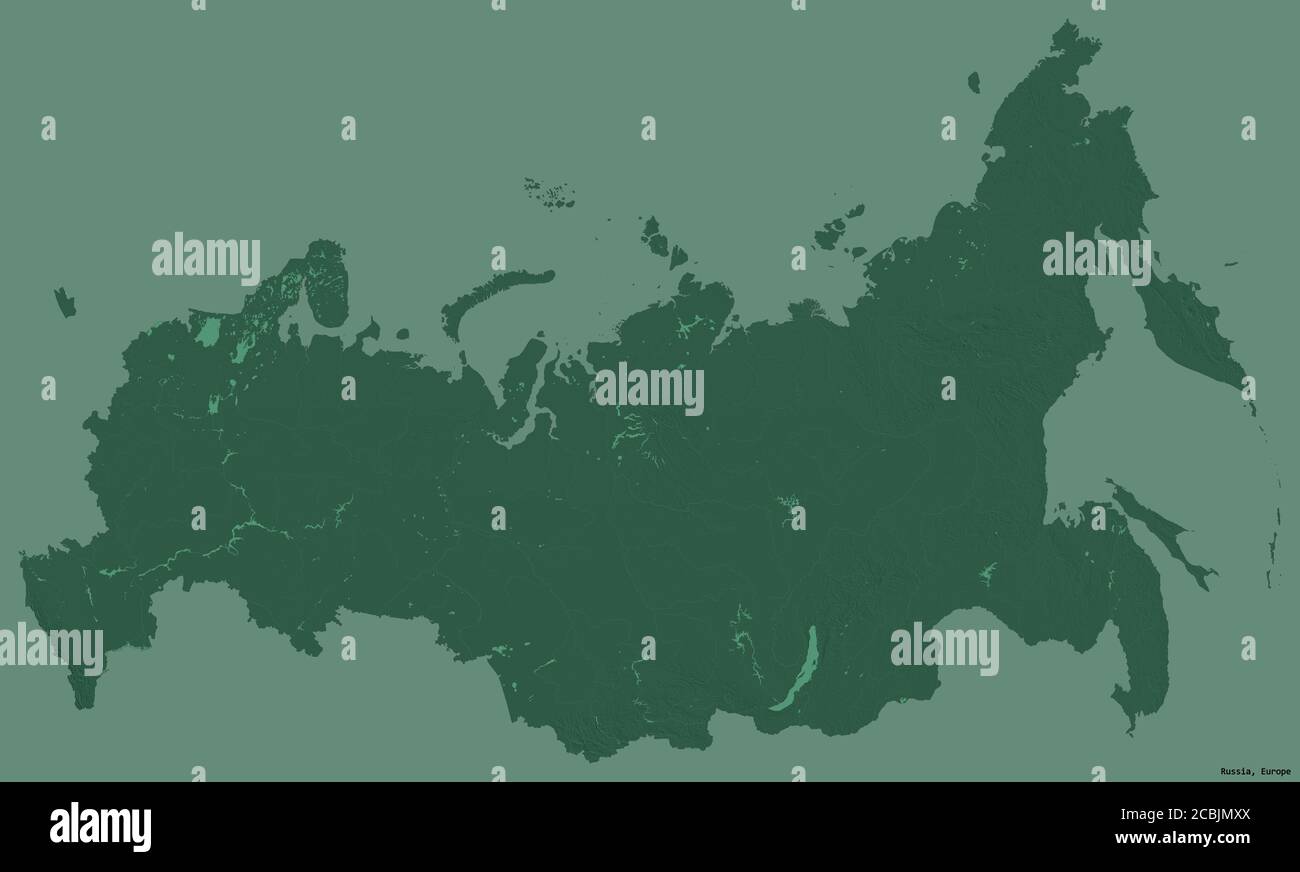 Shape of Russia with its capital isolated on a solid color background ...