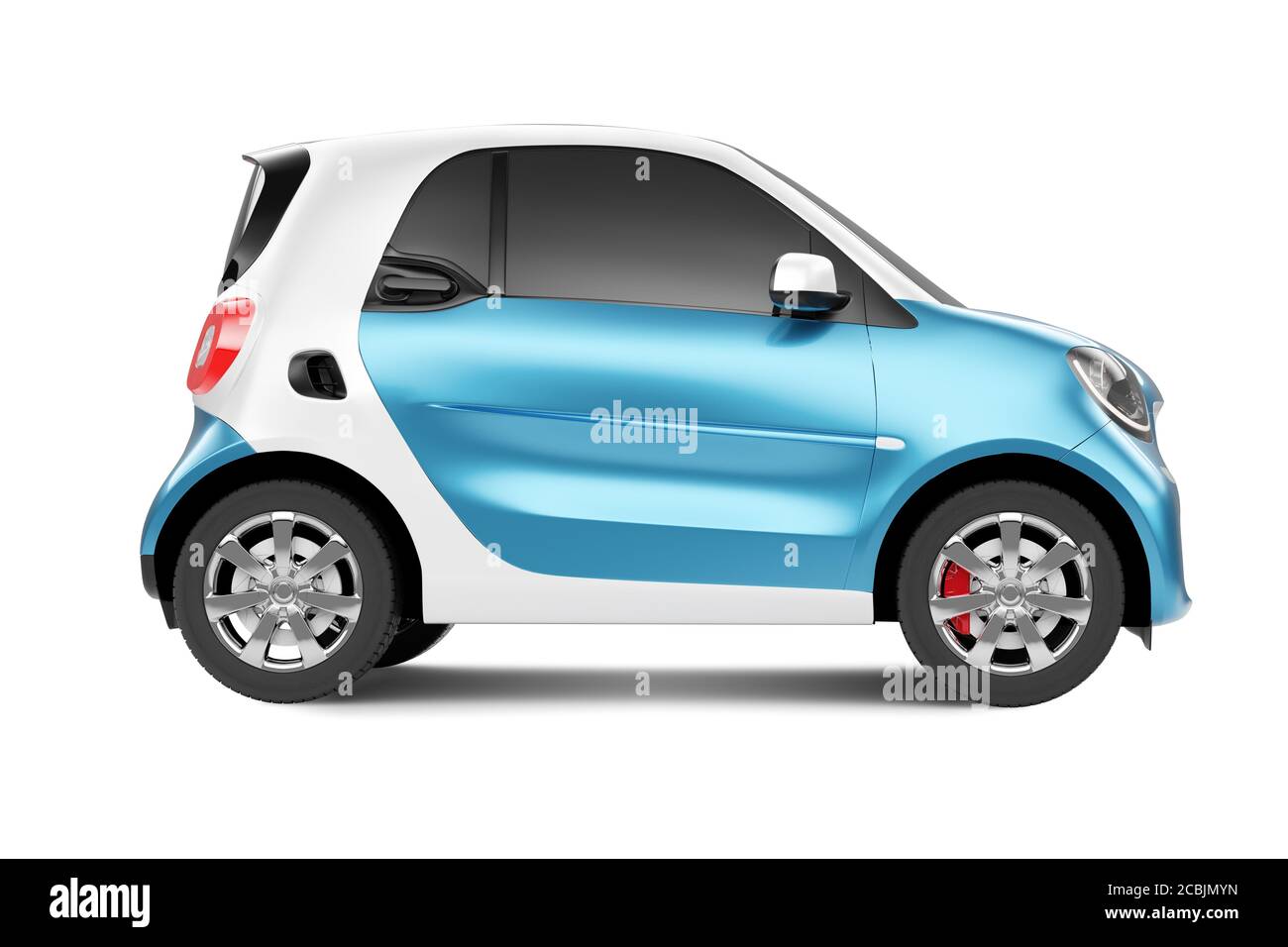 Side view of eco blue concept car on white background Stock Photo - Alamy