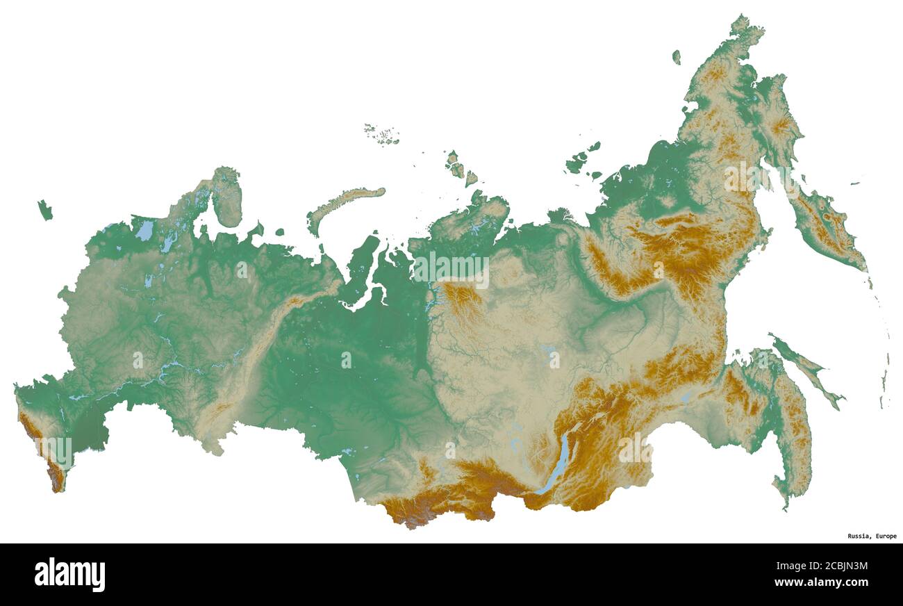 Shape of Russia with its capital isolated on white background ...