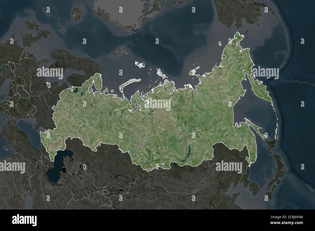 Shape of Russia separated by the desaturation of neighboring areas ...