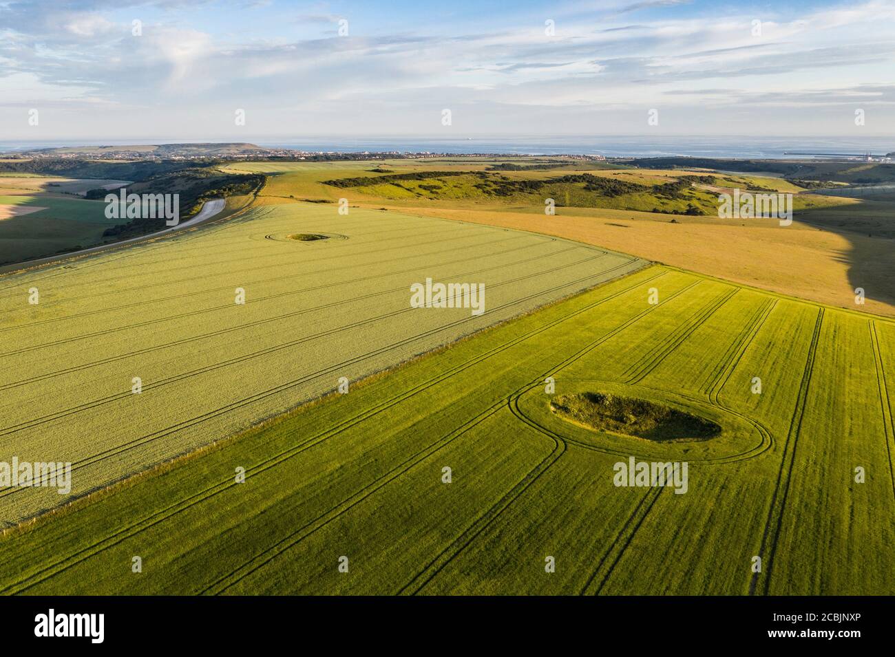Beautiful high flying drone landscape image of rolling hills in English ...