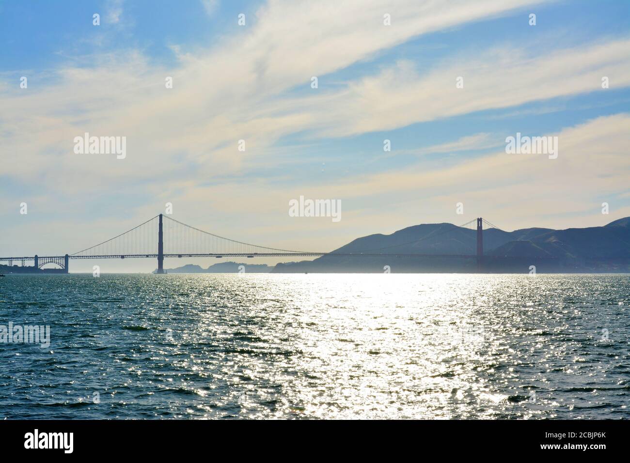 view of golden gate bridge under sunlight in San Francisco Stock Photo ...