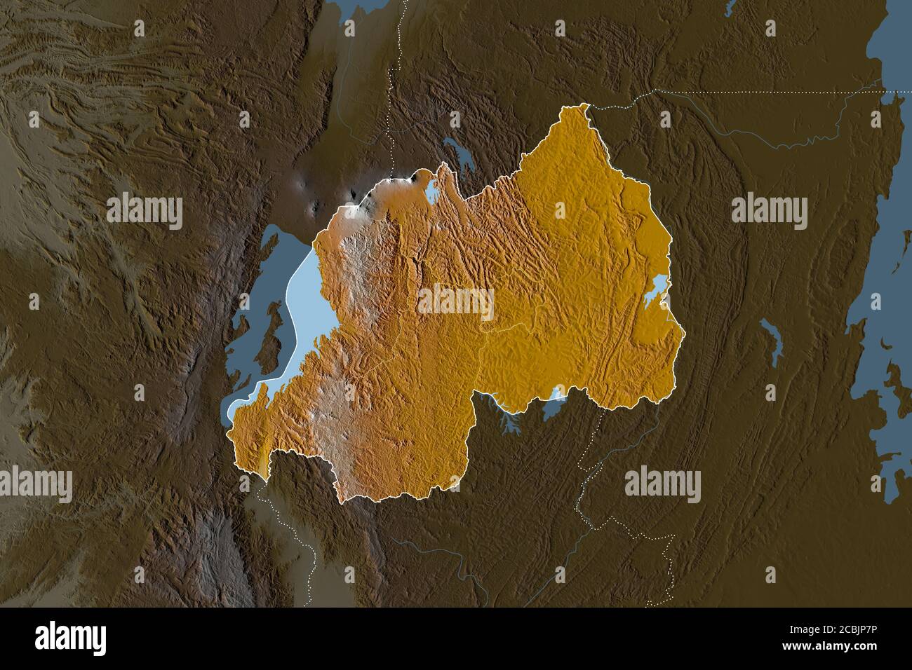 Shape of Rwanda separated by the desaturation of neighboring areas ...