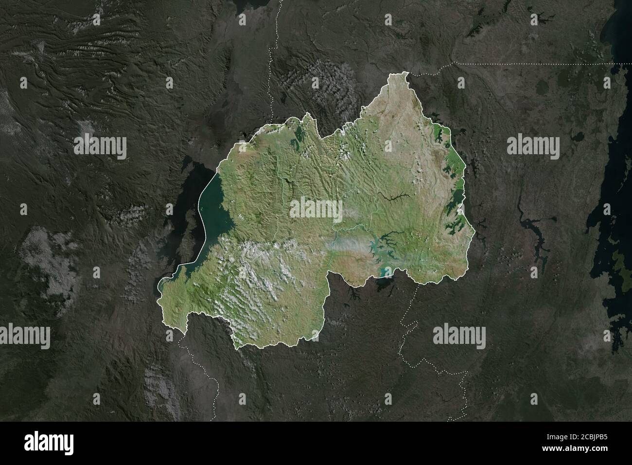 Shape of Rwanda separated by the desaturation of neighboring areas ...