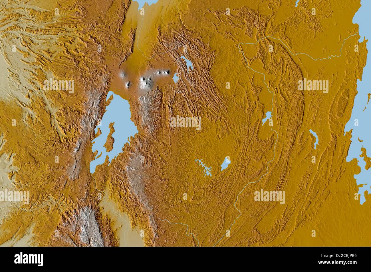 Extended area of Rwanda. Topographic relief map. 3D rendering Stock Photo - Alamy