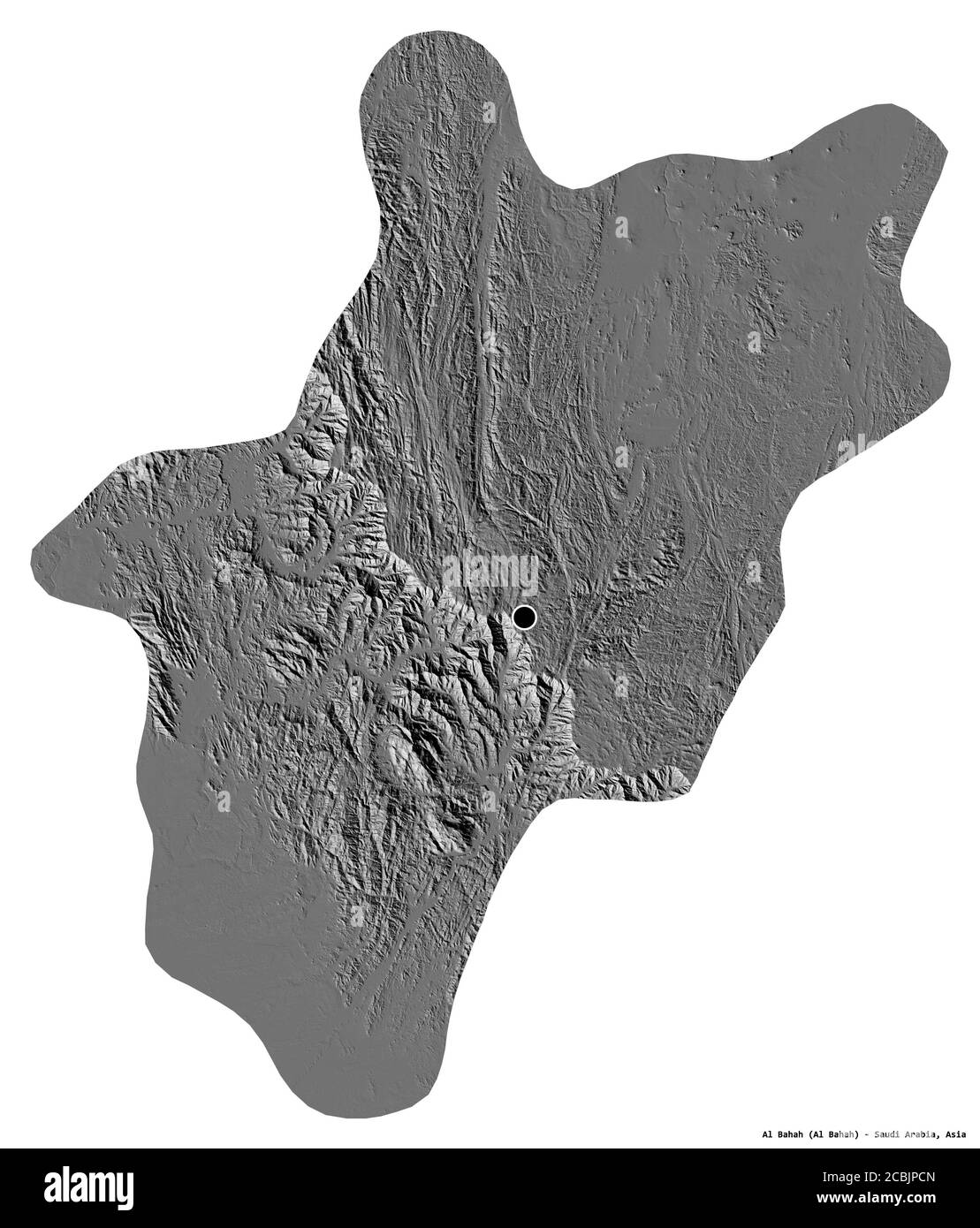 Shape of Al Bahah, region of Saudi Arabia, with its capital isolated on ...