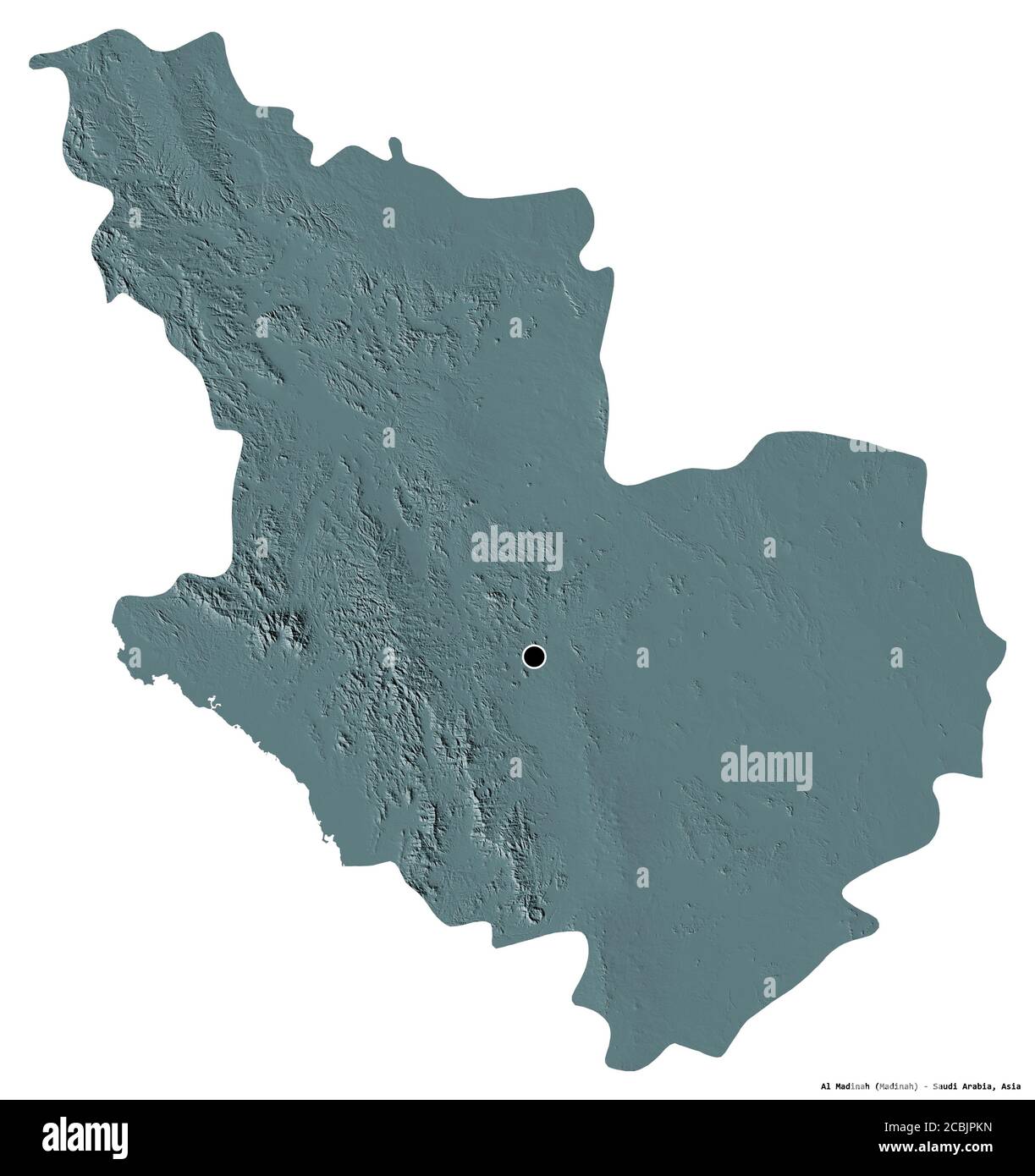 Shape of Al Madinah, region of Saudi Arabia, with its capital isolated ...