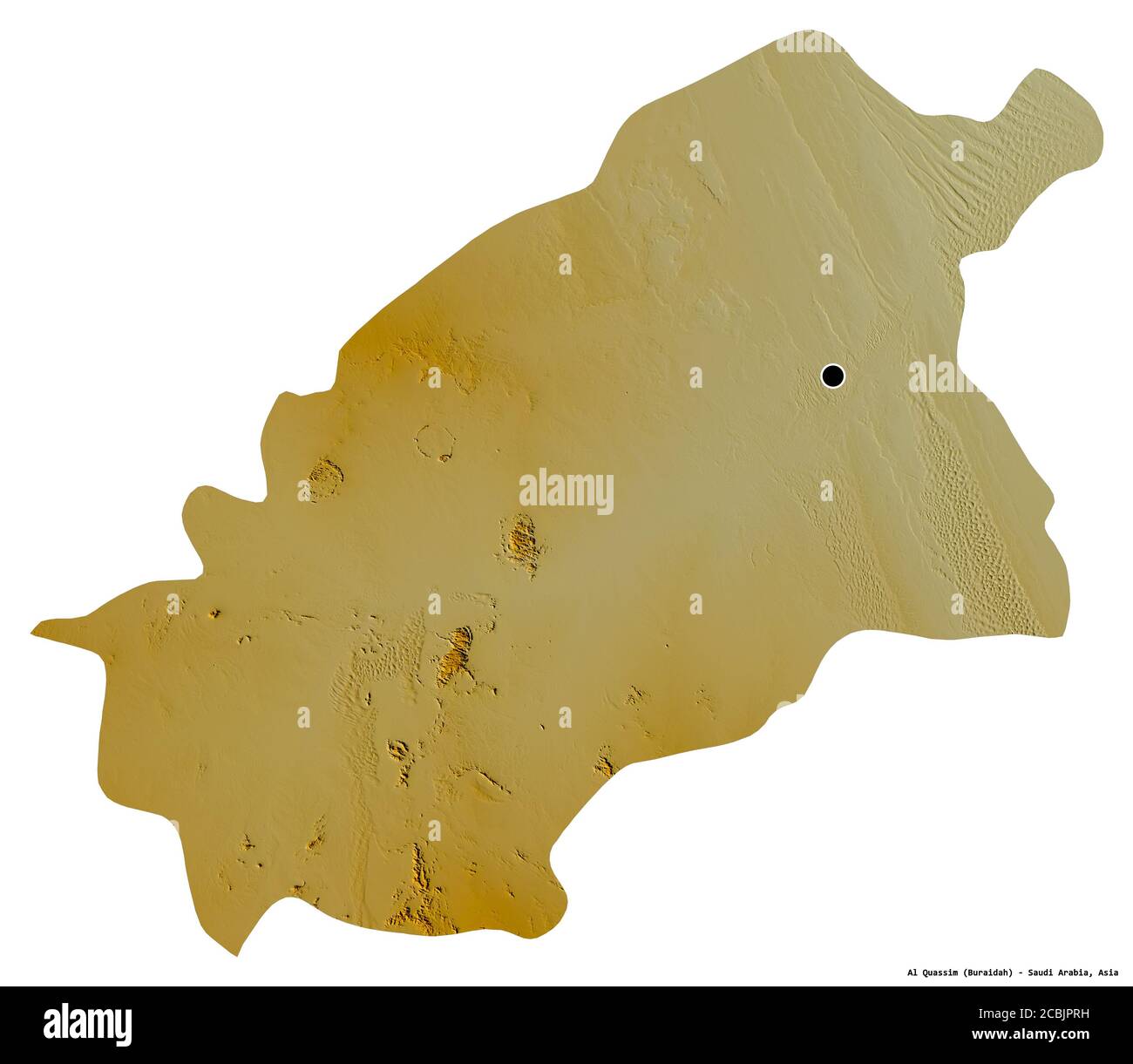 Shape of Al Quassim, region of Saudi Arabia, with its capital isolated ...