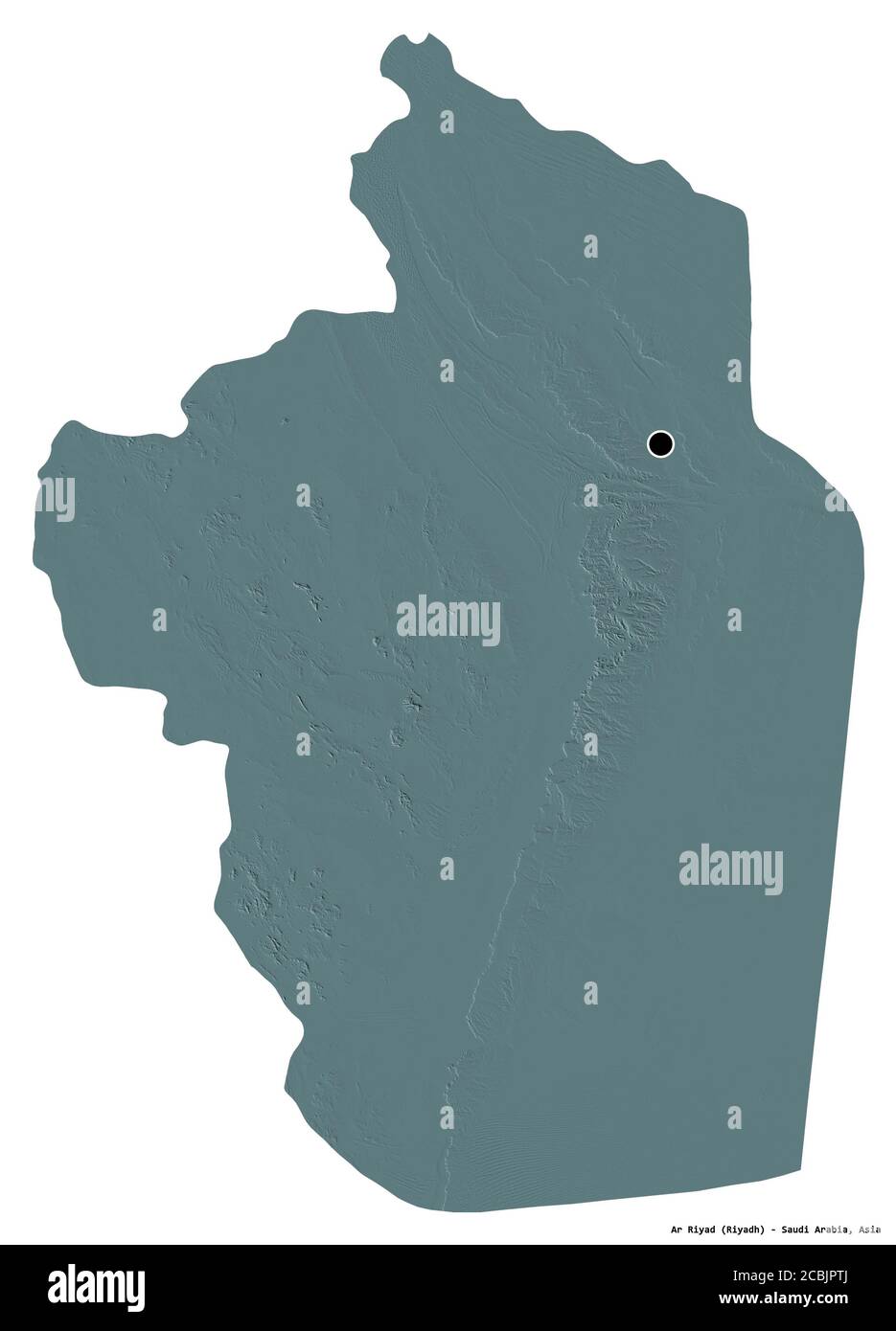 Shape of Ar Riyad, region of Saudi Arabia, with its capital isolated on ...