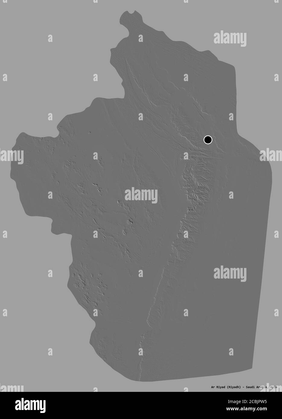 Shape of Ar Riyad, region of Saudi Arabia, with its capital isolated on ...