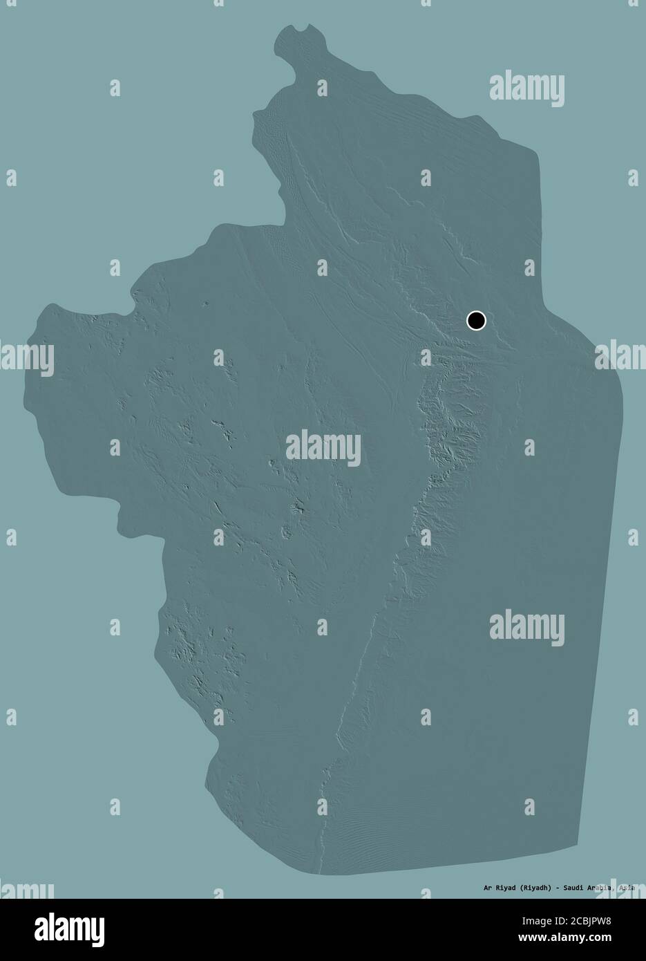 Shape of Ar Riyad, region of Saudi Arabia, with its capital isolated on ...