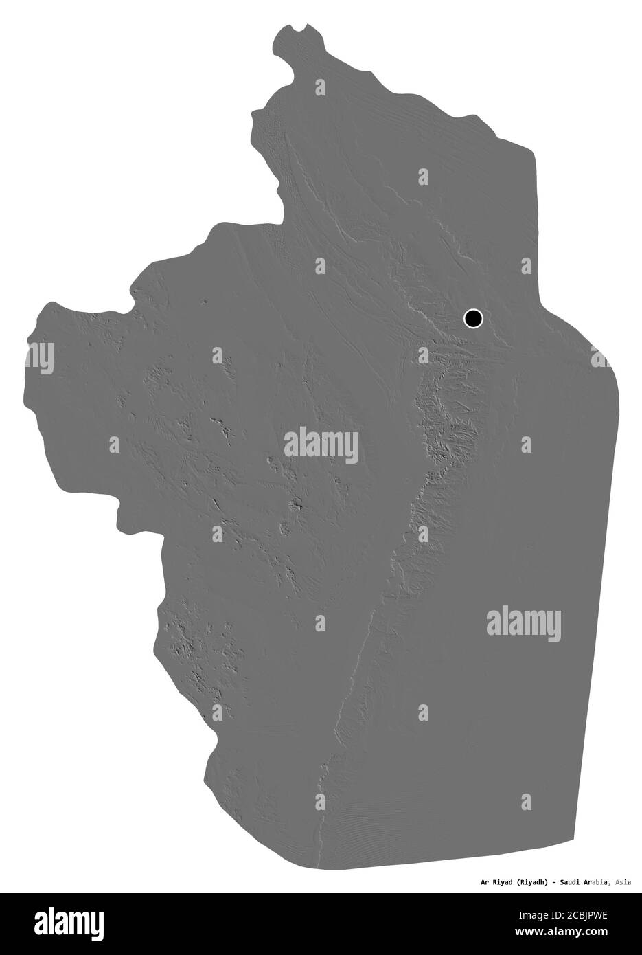 Shape of Ar Riyad, region of Saudi Arabia, with its capital isolated on ...