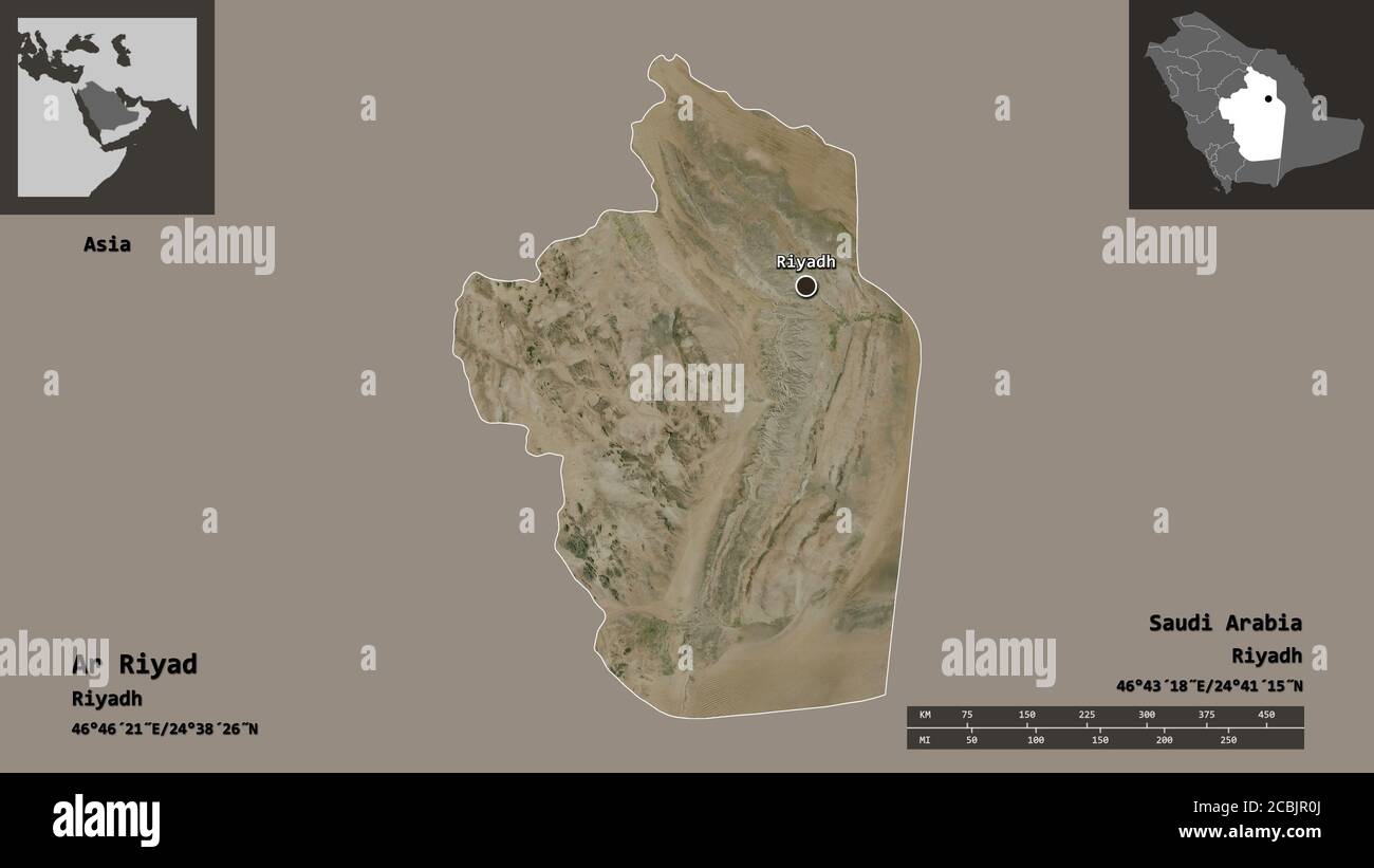 Shape of Ar Riyad, region of Saudi Arabia, and its capital. Distance ...