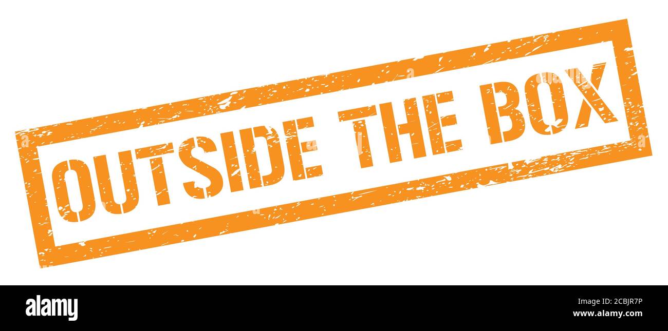OUTSIDE THE BOX orange grungy rectangle stamp sign Stock Photo - Alamy