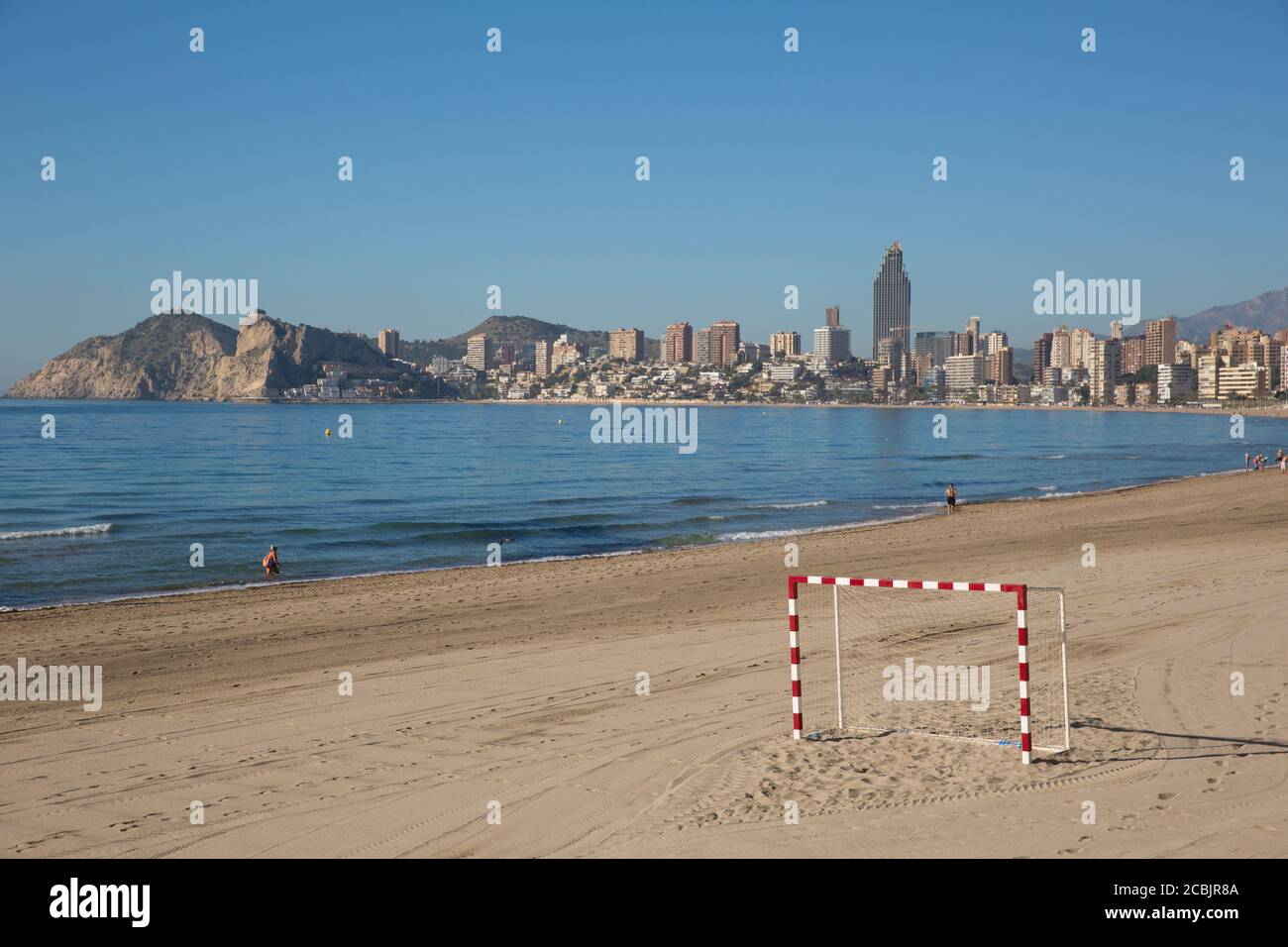Benidorm Spain football goal posts on the beach Costa Blanca Stock ...