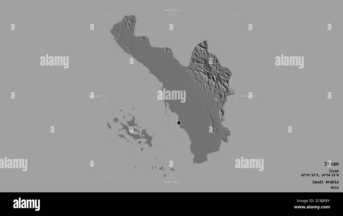 Area of Jizan, region of Saudi Arabia, isolated on a solid background ...