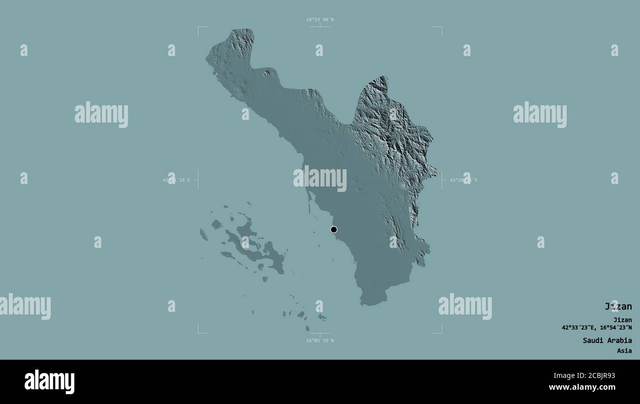 Area of Jizan, region of Saudi Arabia, isolated on a solid background ...