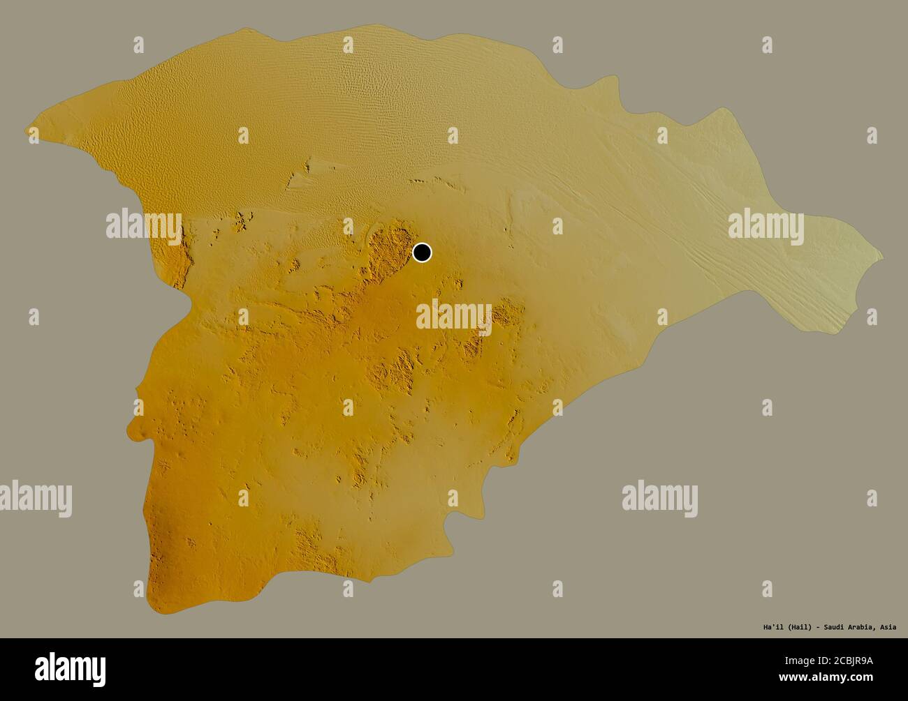 Shape of Ha'il, region of Saudi Arabia, with its capital isolated on a ...