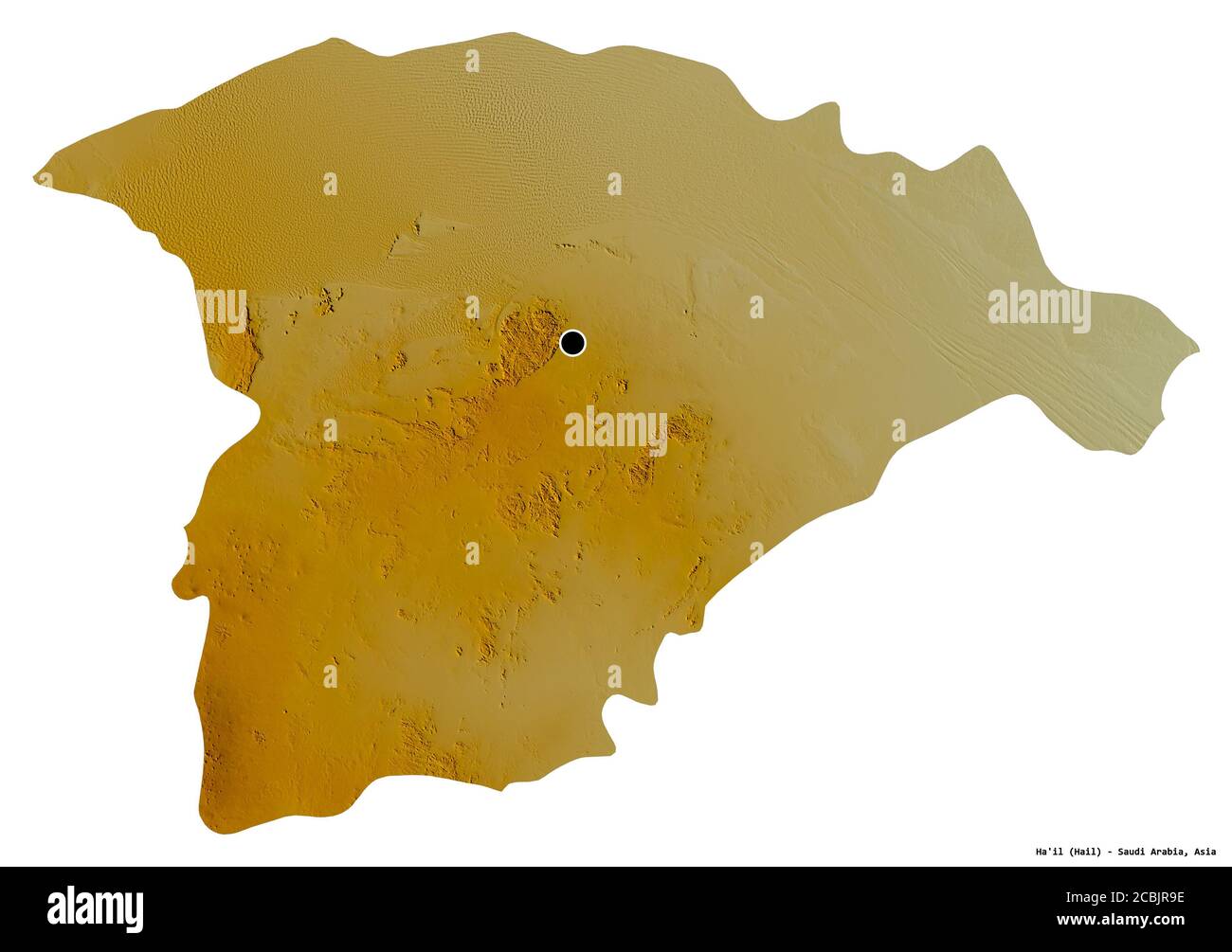 Shape of Ha'il, region of Saudi Arabia, with its capital isolated on ...