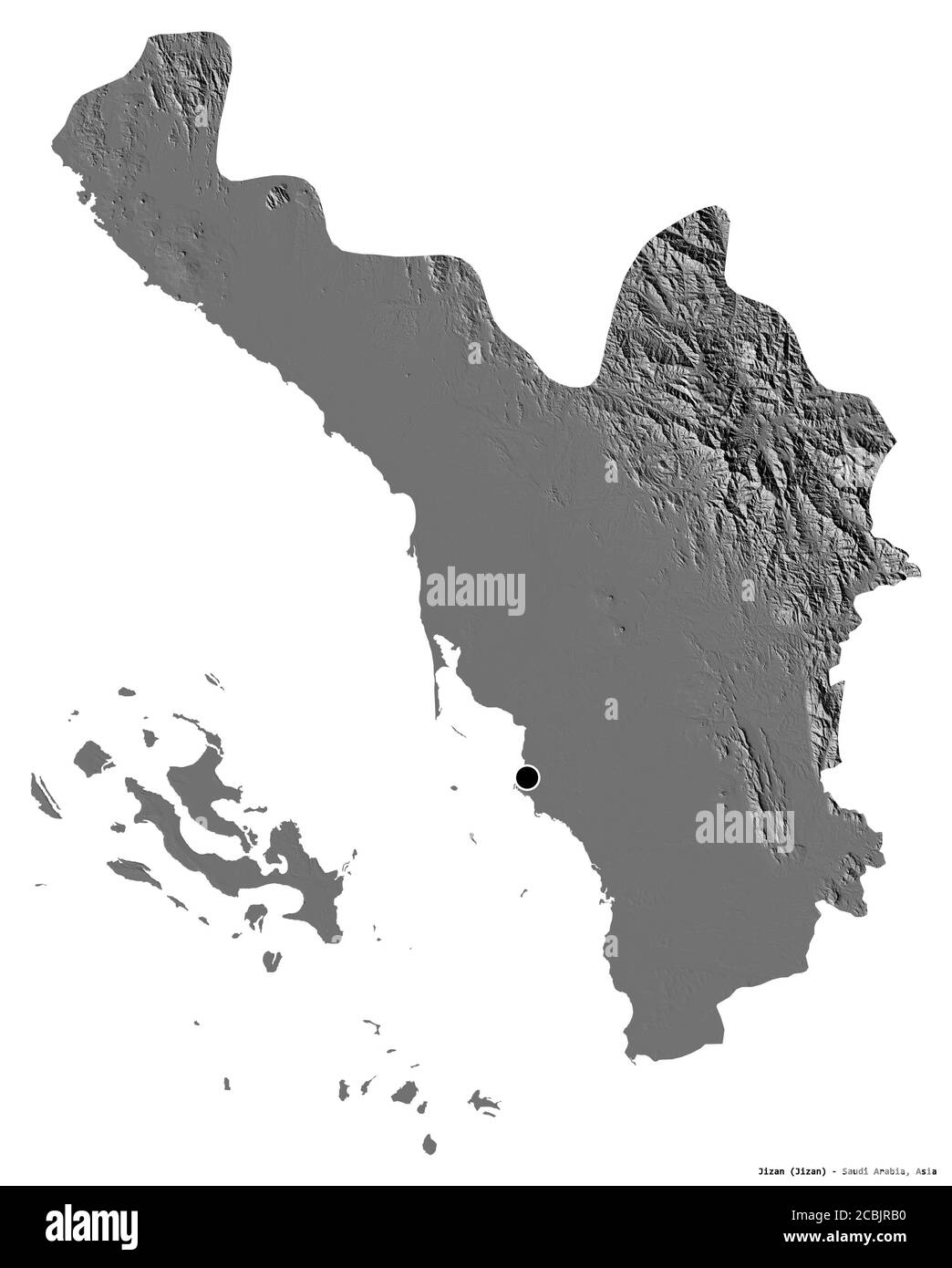 Shape of Jizan, region of Saudi Arabia, with its capital isolated on ...