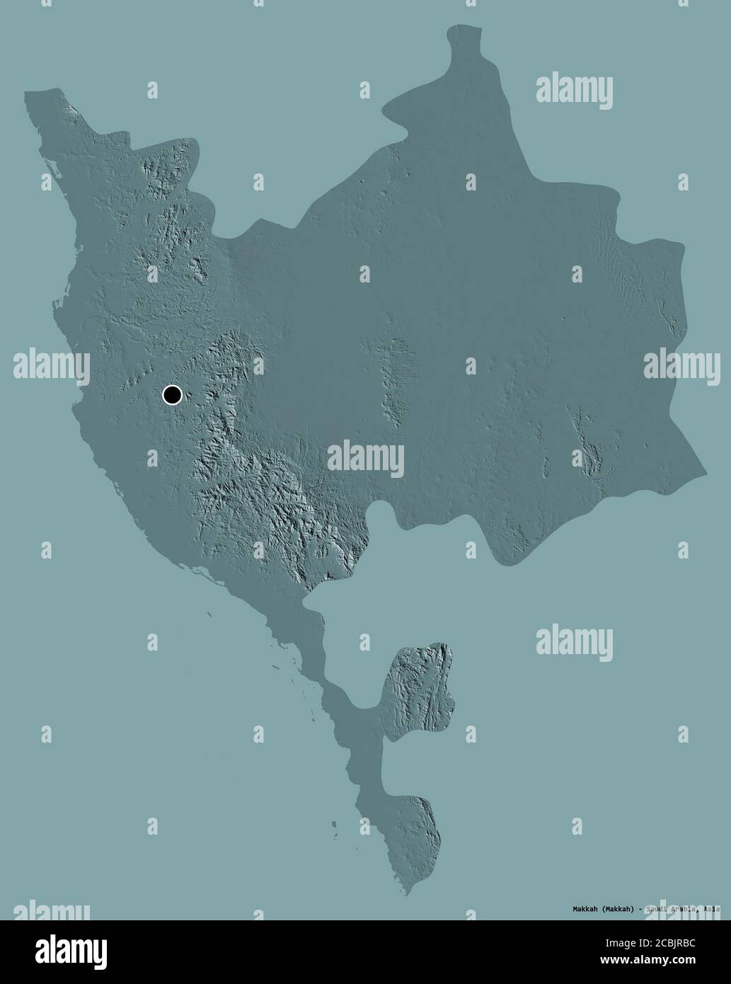 Shape of Makkah, region of Saudi Arabia, with its capital isolated on a ...