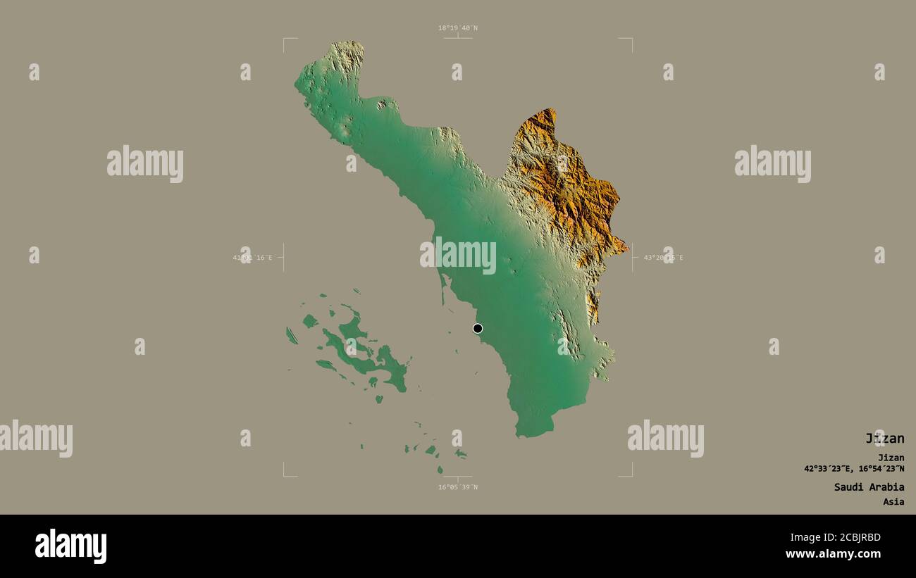 Area of Jizan, region of Saudi Arabia, isolated on a solid background ...