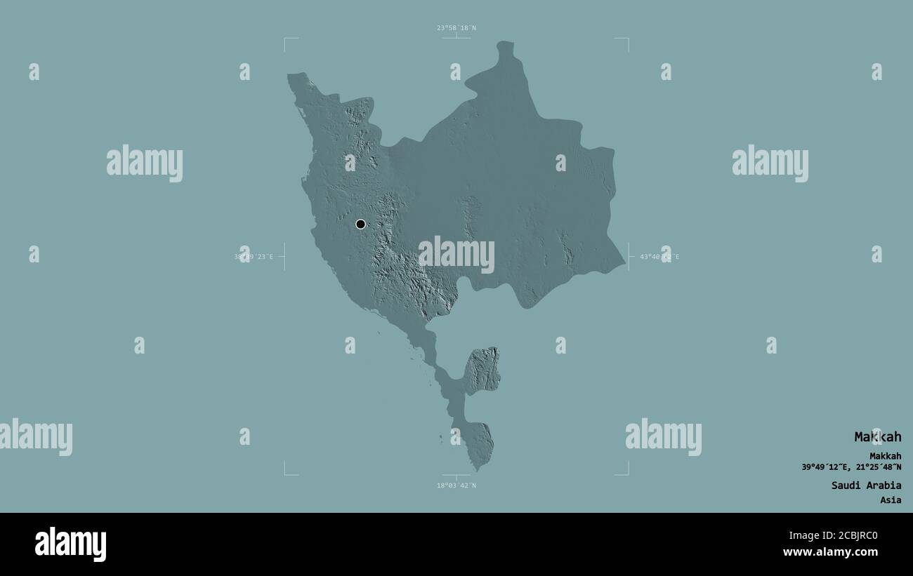 Area of Makkah, region of Saudi Arabia, isolated on a solid background ...