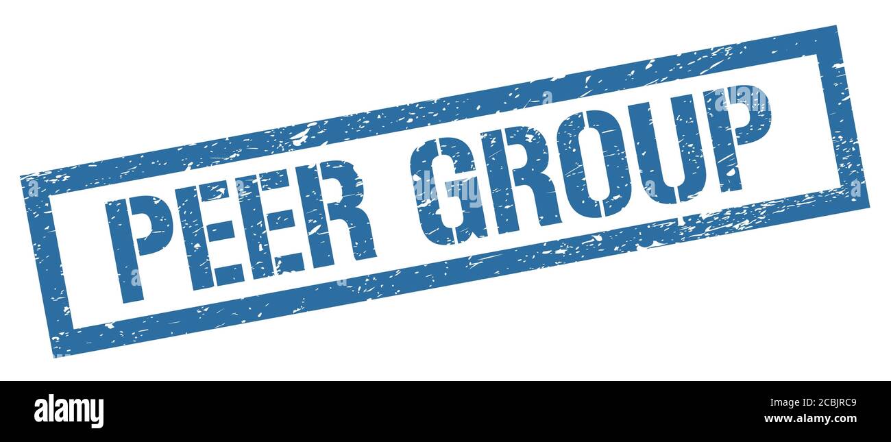 PEER GROUP blue grungy rectangle stamp sign Stock Photo - Alamy