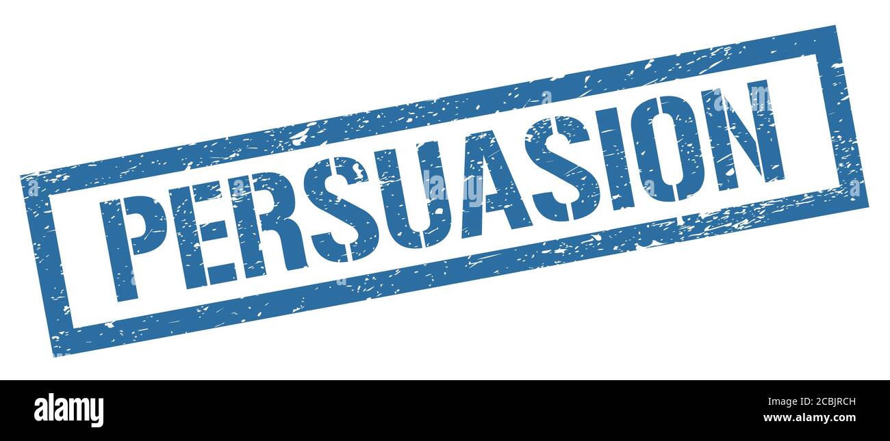 PERSUASION blue grungy rectangle stamp sign Stock Photo - Alamy