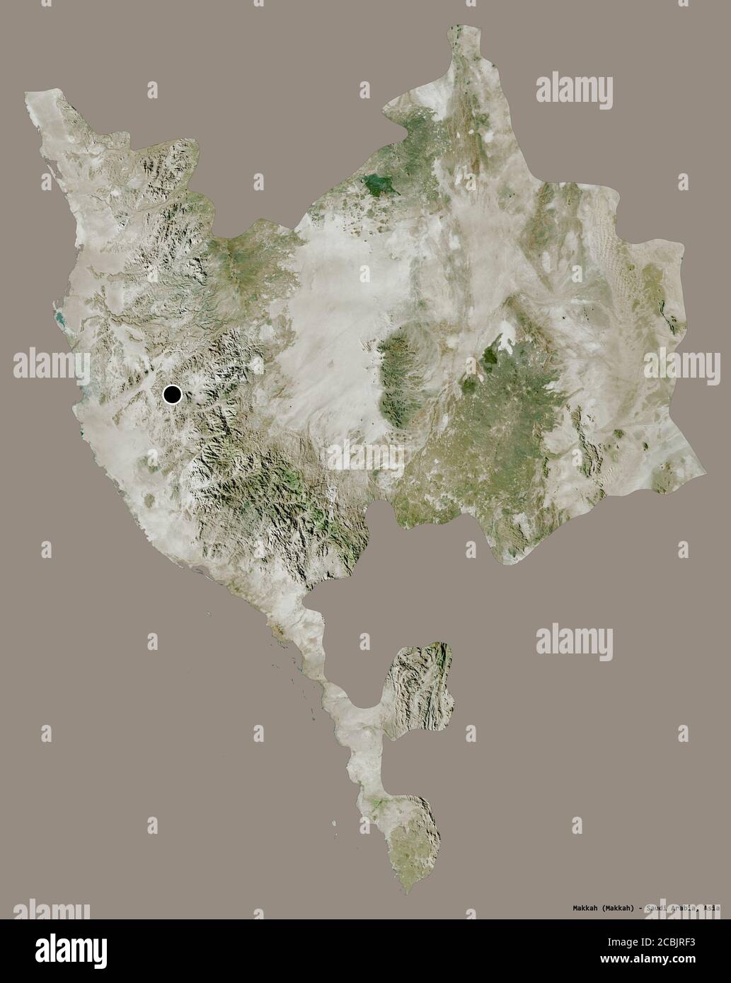 Shape of Makkah, region of Saudi Arabia, with its capital isolated on a ...