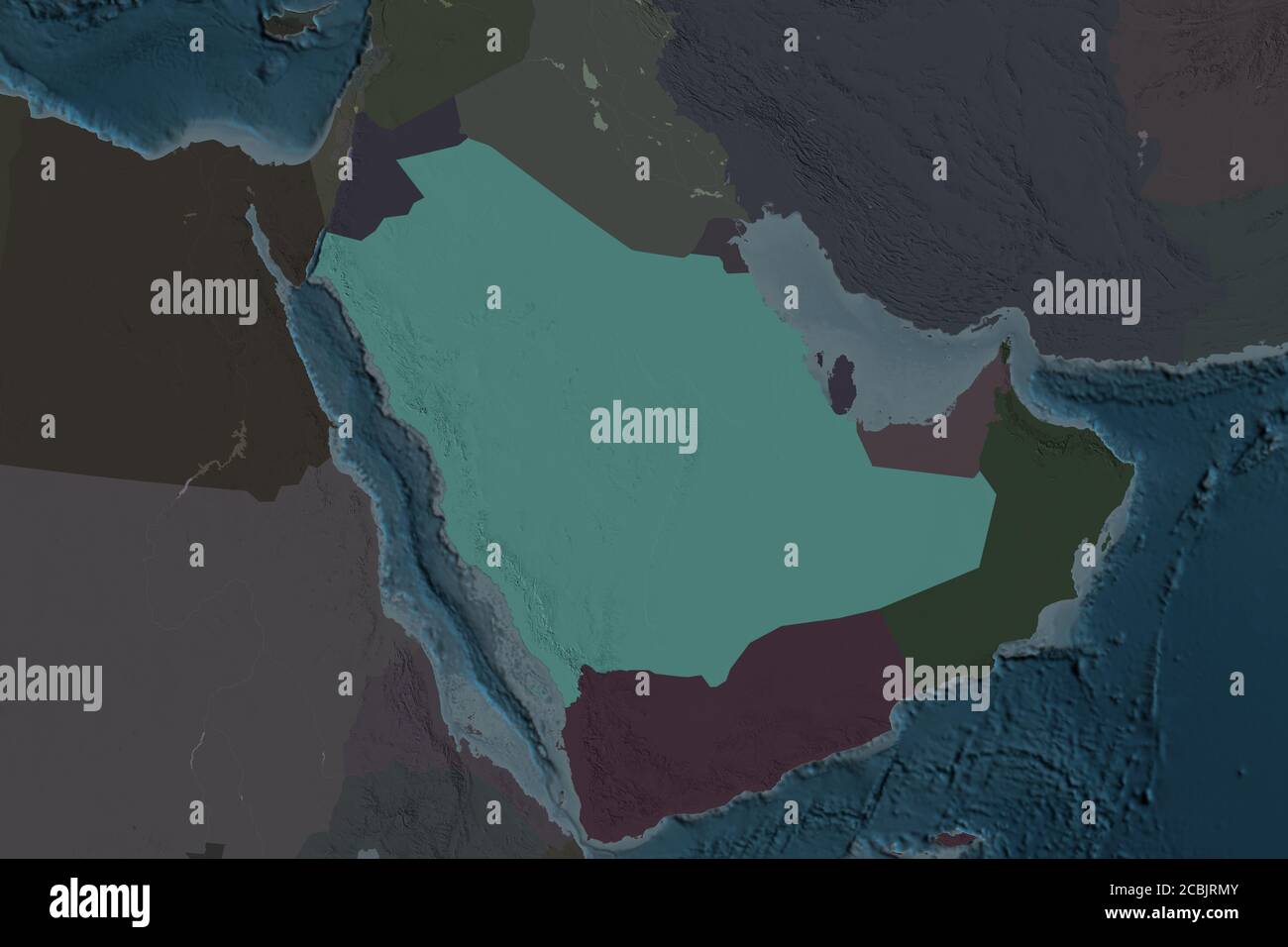 Shape of Saudi Arabia separated by the desaturation of neighboring ...