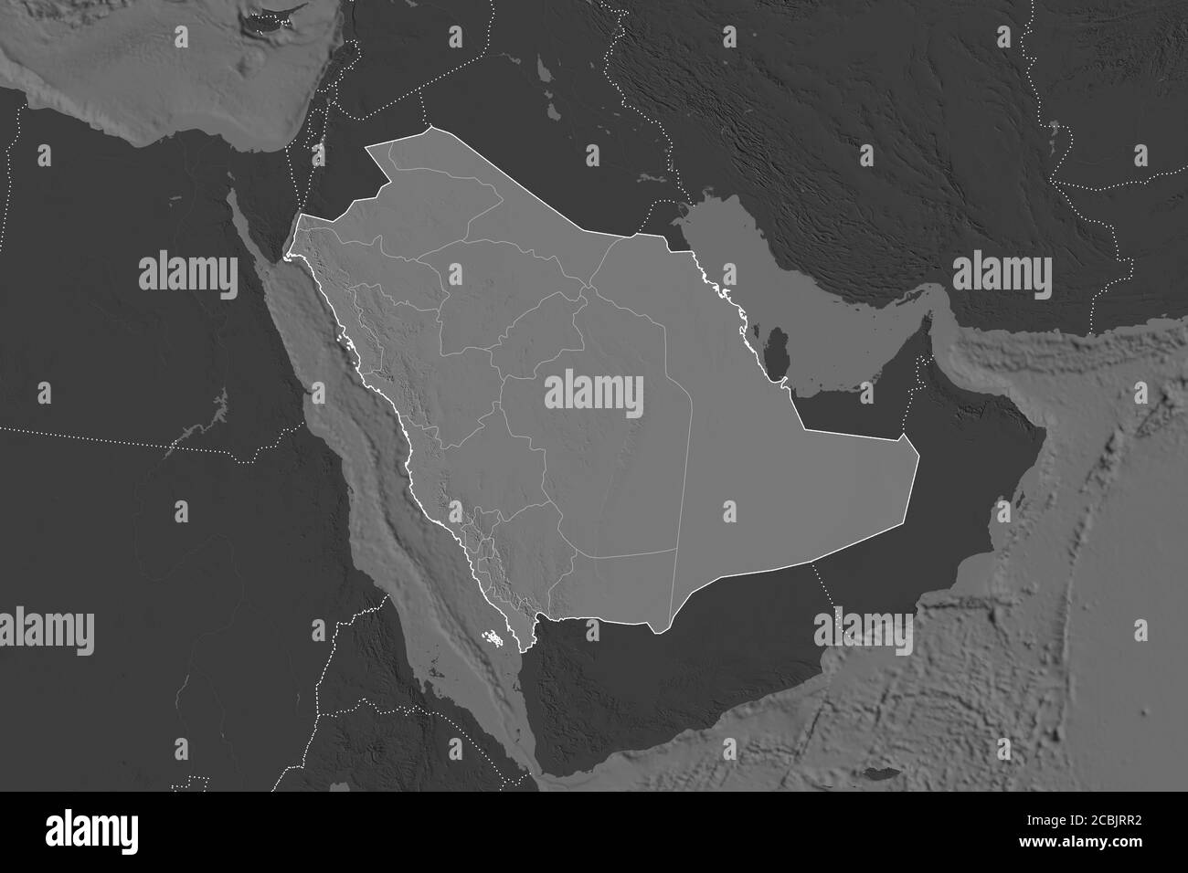 Shape of Saudi Arabia separated by the desaturation of neighboring ...