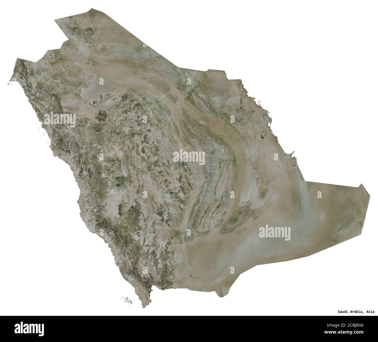 Shape of Saudi Arabia with its capital isolated on white background ...