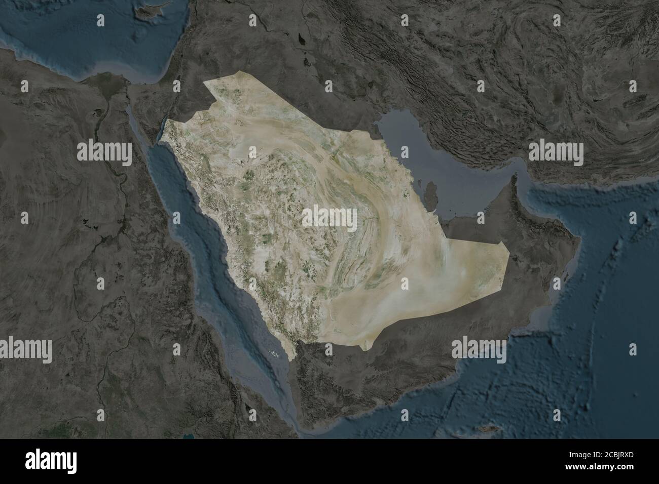 Shape of Saudi Arabia separated by the desaturation of neighboring ...