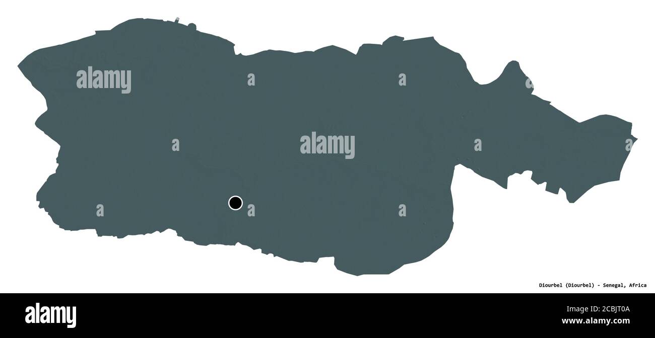 Shape of Diourbel, region of Senegal, with its capital isolated on ...