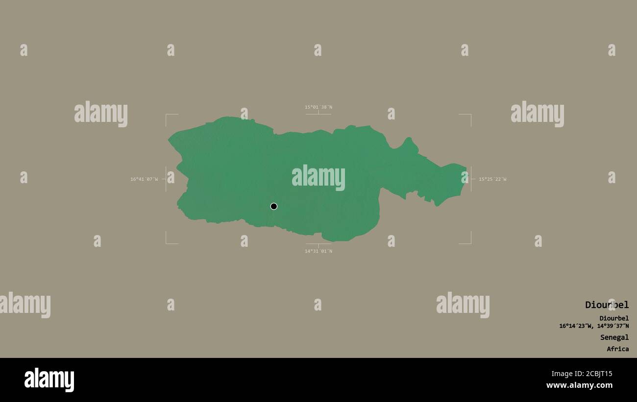 Area of Diourbel, region of Senegal, isolated on a solid background in ...