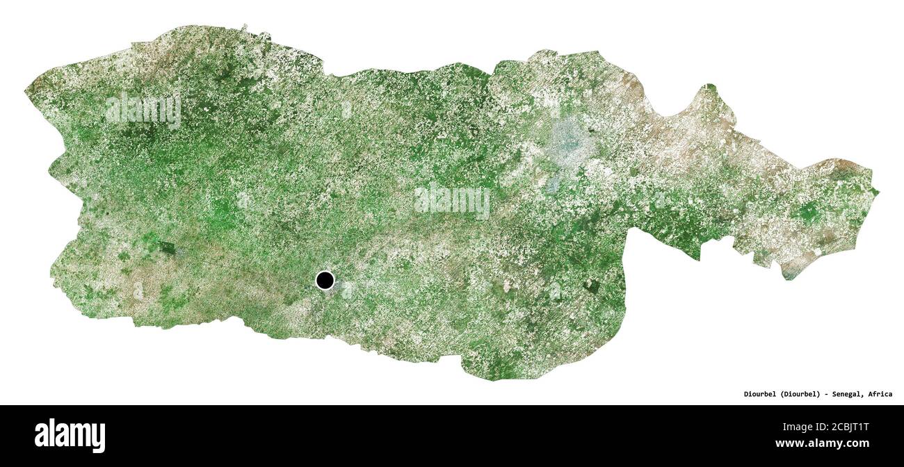 Shape of Diourbel, region of Senegal, with its capital isolated on ...
