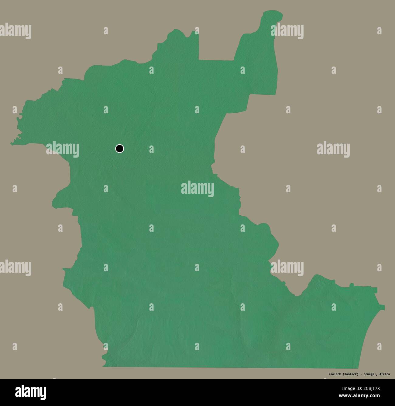 Shape of Kaolack, region of Senegal, with its capital isolated on a ...
