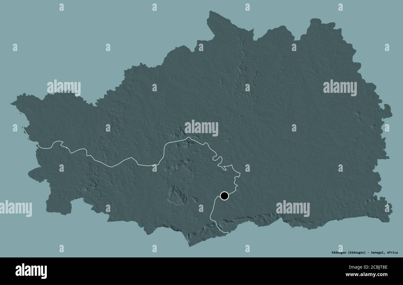 Shape of Kédougou, region of Senegal, with its capital isolated on a ...