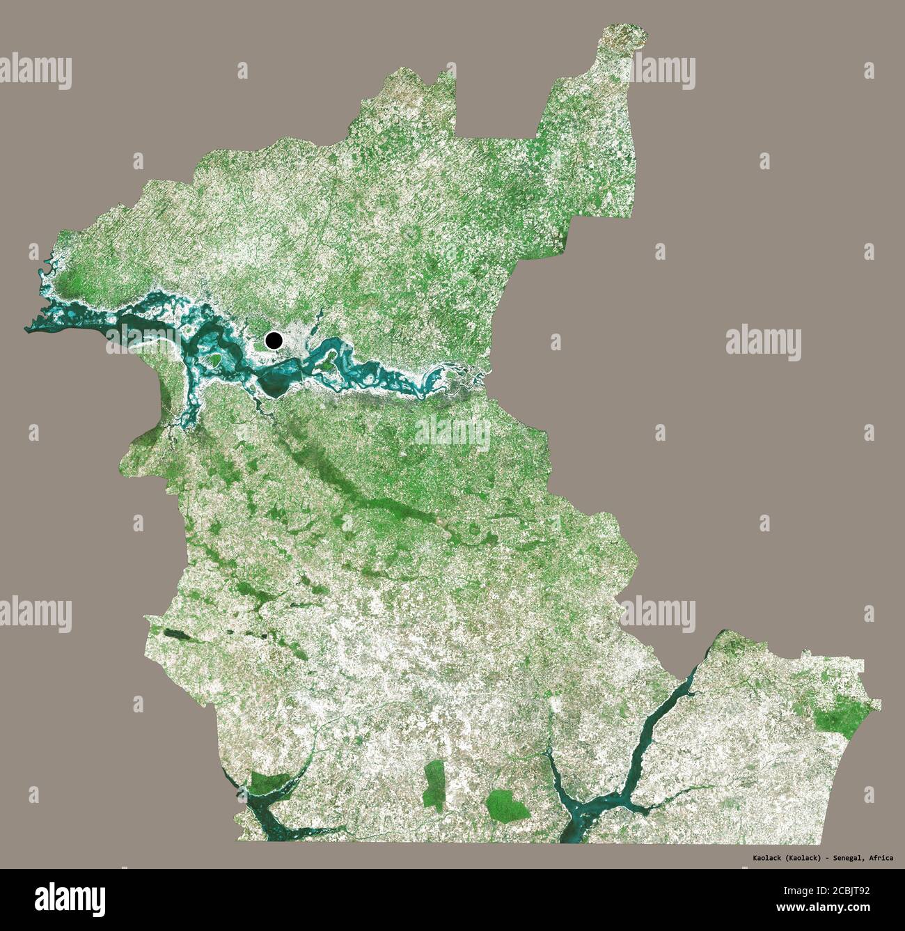 Shape of Kaolack, region of Senegal, with its capital isolated on a ...