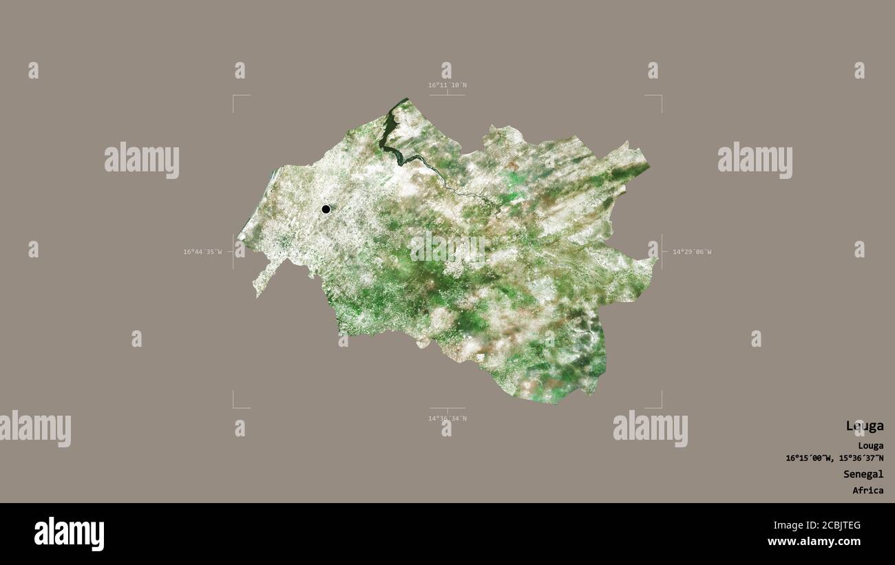 Area of Louga, region of Senegal, isolated on a solid background in a ...